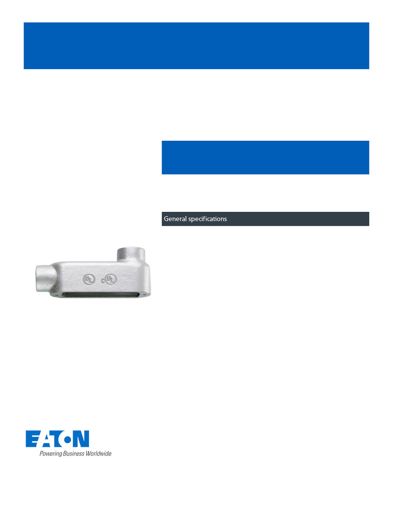Eaton LB100M HDG Conduit Outlet Body | PDF