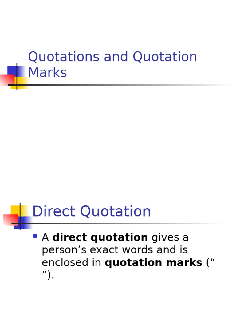 Quotations Quotation Marks | PDF