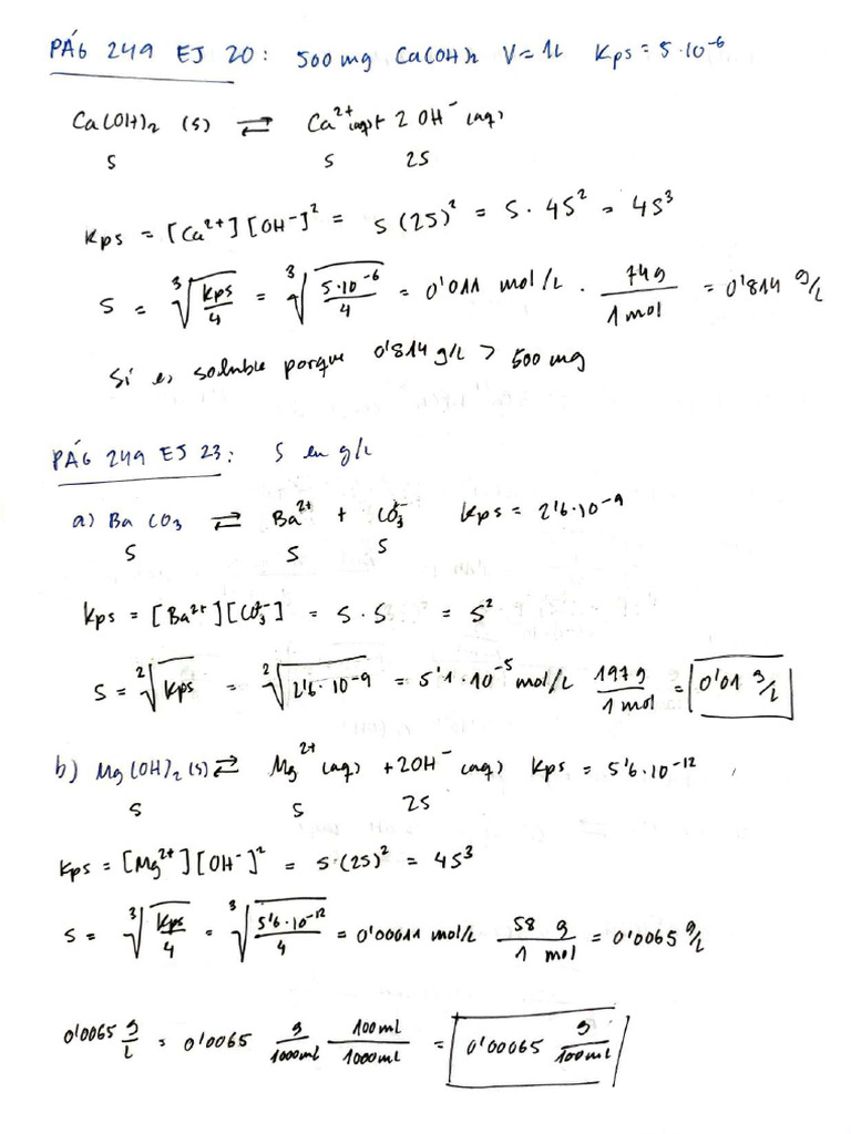 Ejercicios Solubilidad | PDF