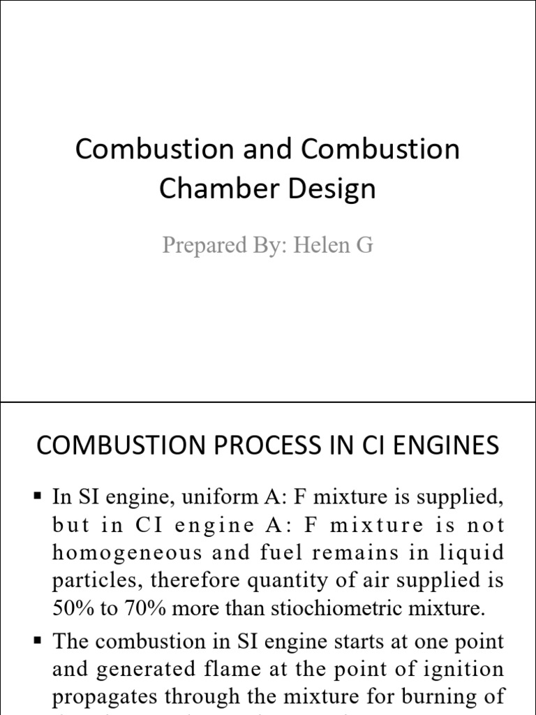 Combustion Chamber in CI Engine | PDF | Diesel Engine | Combustion