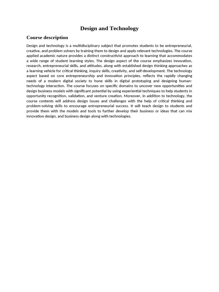 Design and Technology | PDF