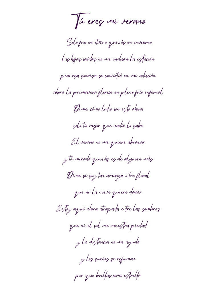 Poema: Tú Eres Mi Verano | PDF