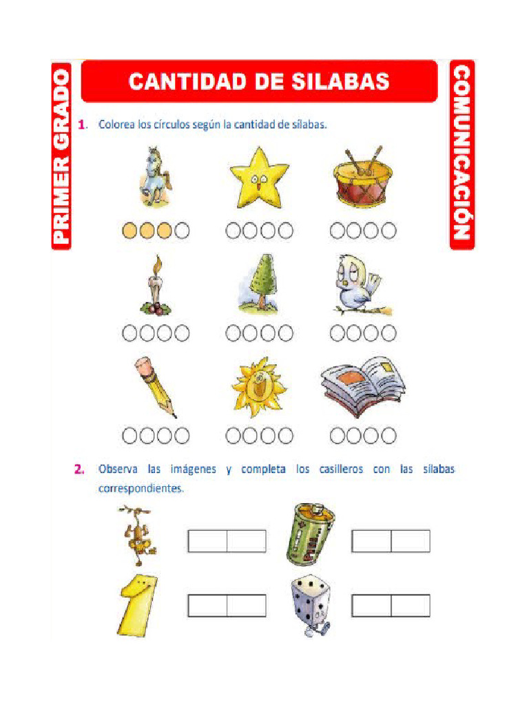 conteo de sílabas fichas | PDF