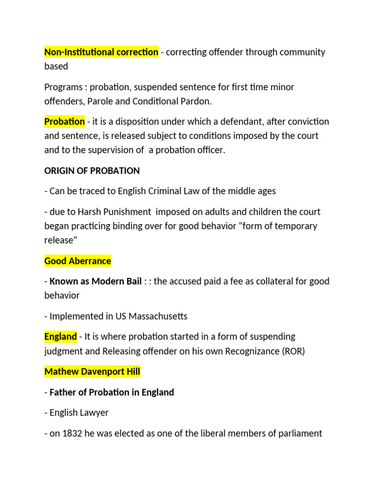 Non-Institutional Correction | PDF | Probation | Pardon