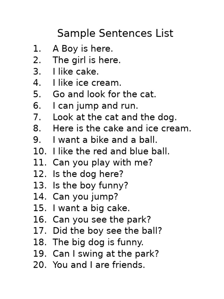 Sample Sentences | PDF