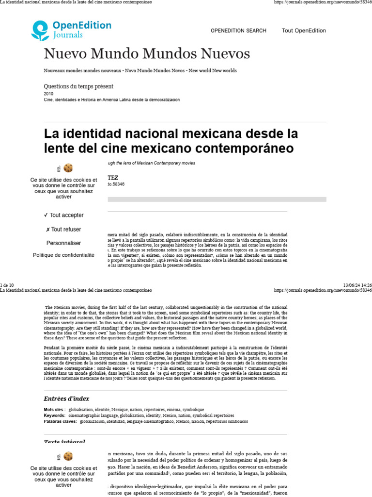Cine y la identidad nacional mexicana | PDF | México | Nación