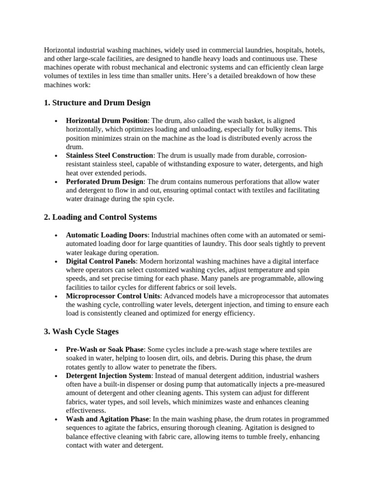 Horizontal Industrial Washing Machines | PDF | Washing Machine ...