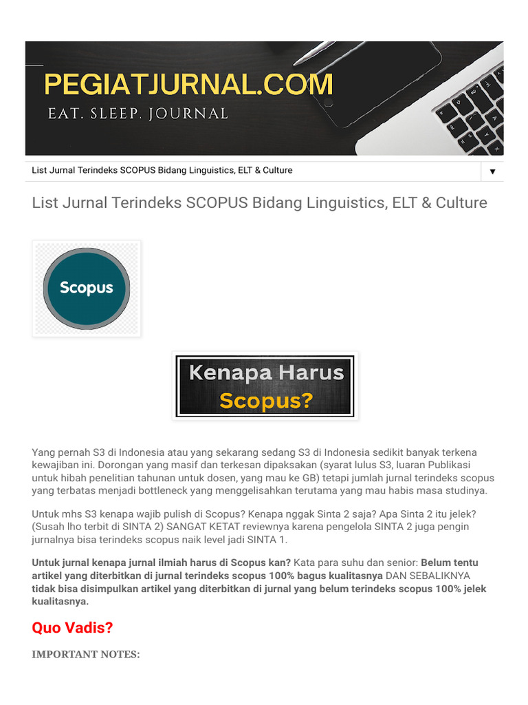 Jurnal Terindeks SCOPUS Linguistik & ELT | PDF | Human Communication | Linguistics