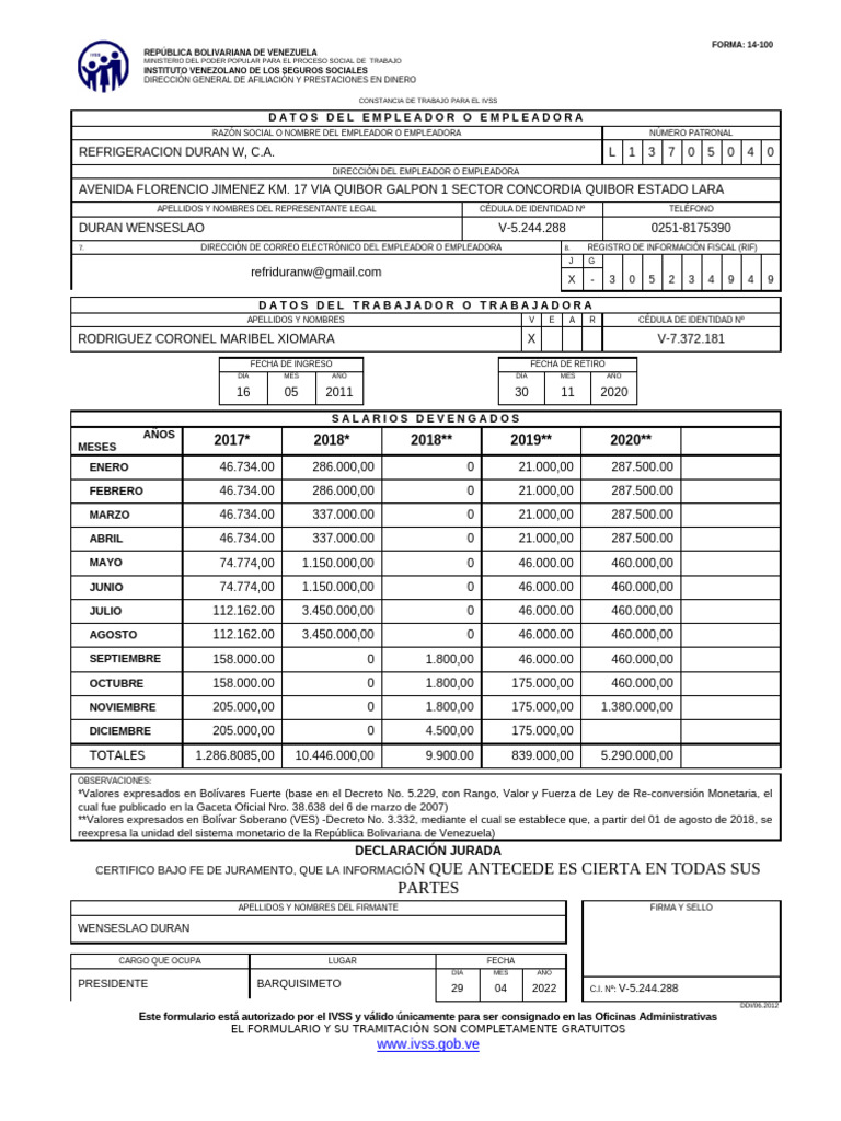 F-14-100 MARIBEL DURAN 2022-2 | PDF | Venezuela