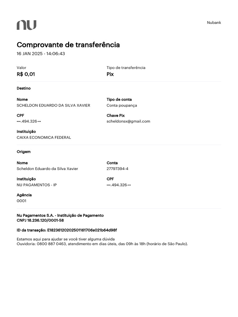 Comprovante Nubank 16-01-2025 | PDF