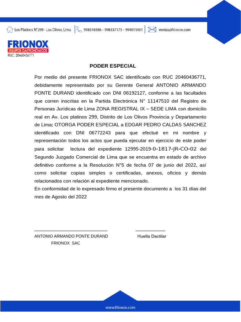 Poder Especial Hoja Membretada | PDF