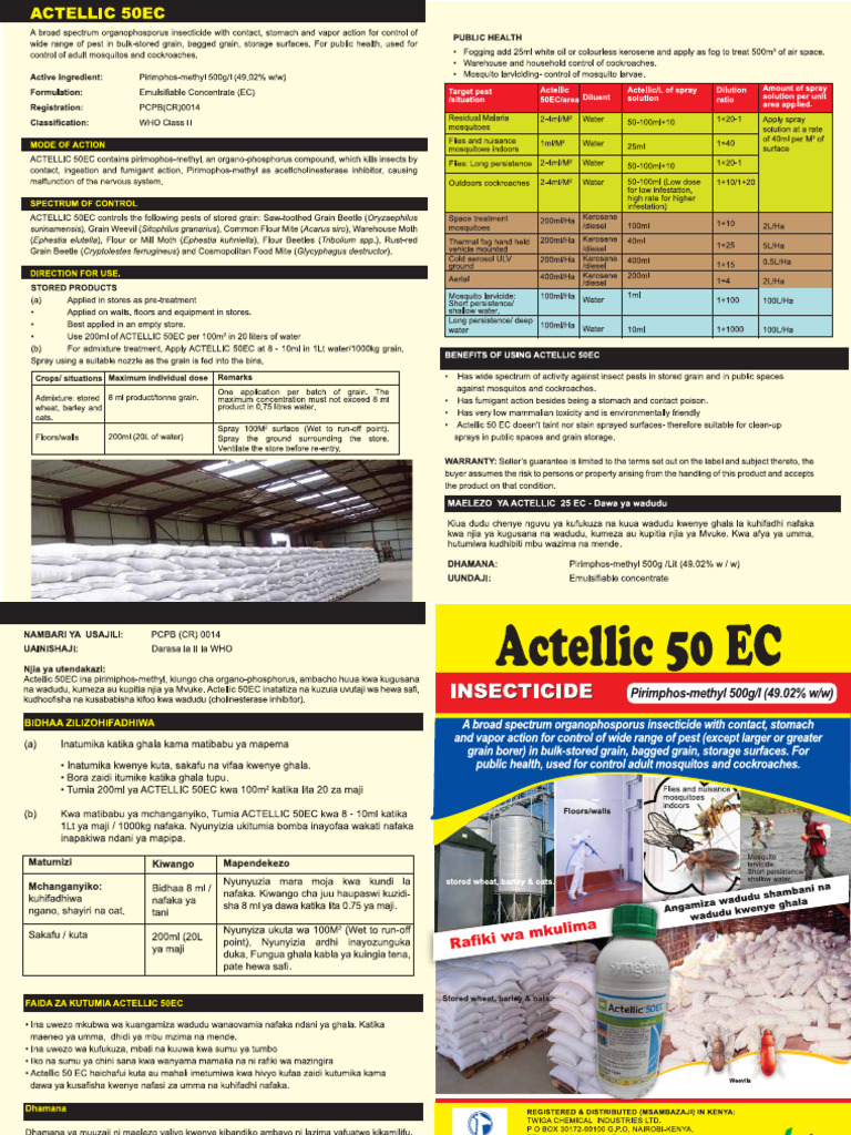 Actellic 50ec Leaflet | PDF