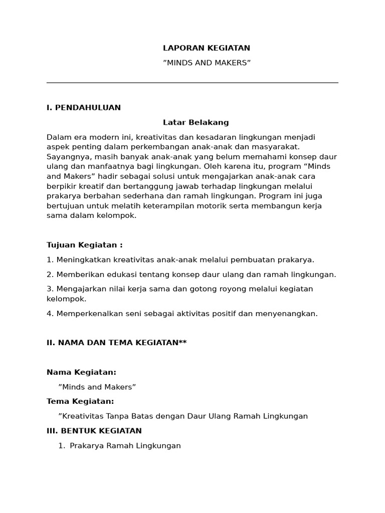 laporan proker pendidikan | PDF