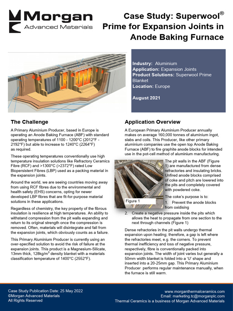 case-study-superwool-prime-in-anode-baking-furnace | PDF | Refractory | Materials