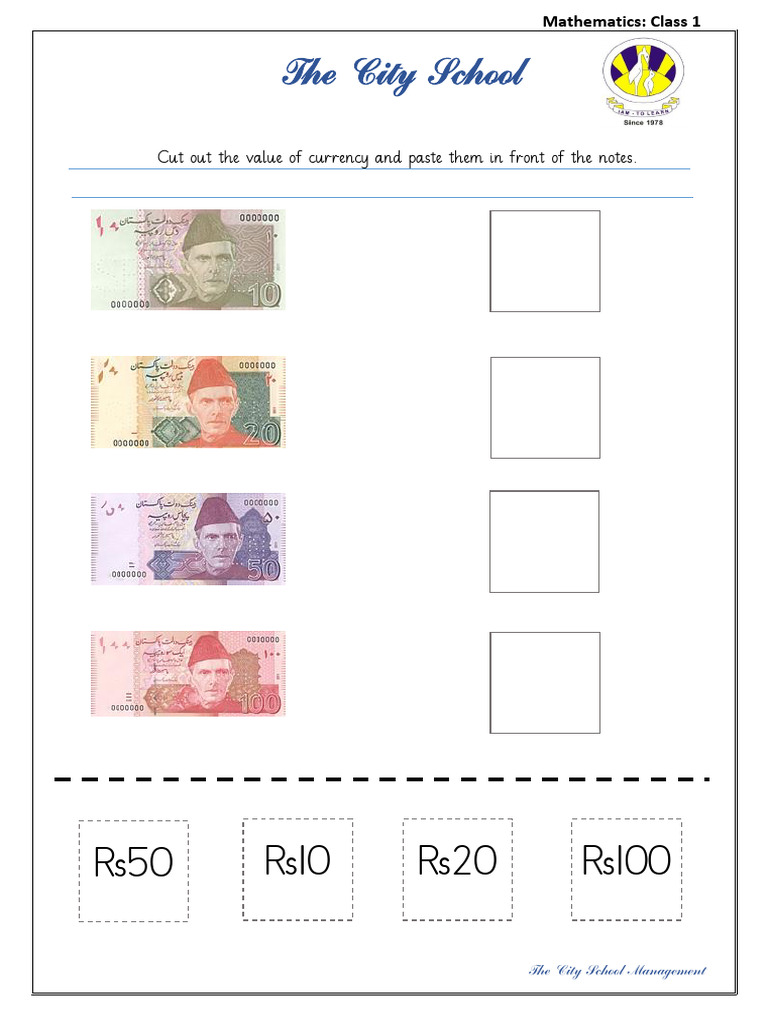 money value worksheet | PDF