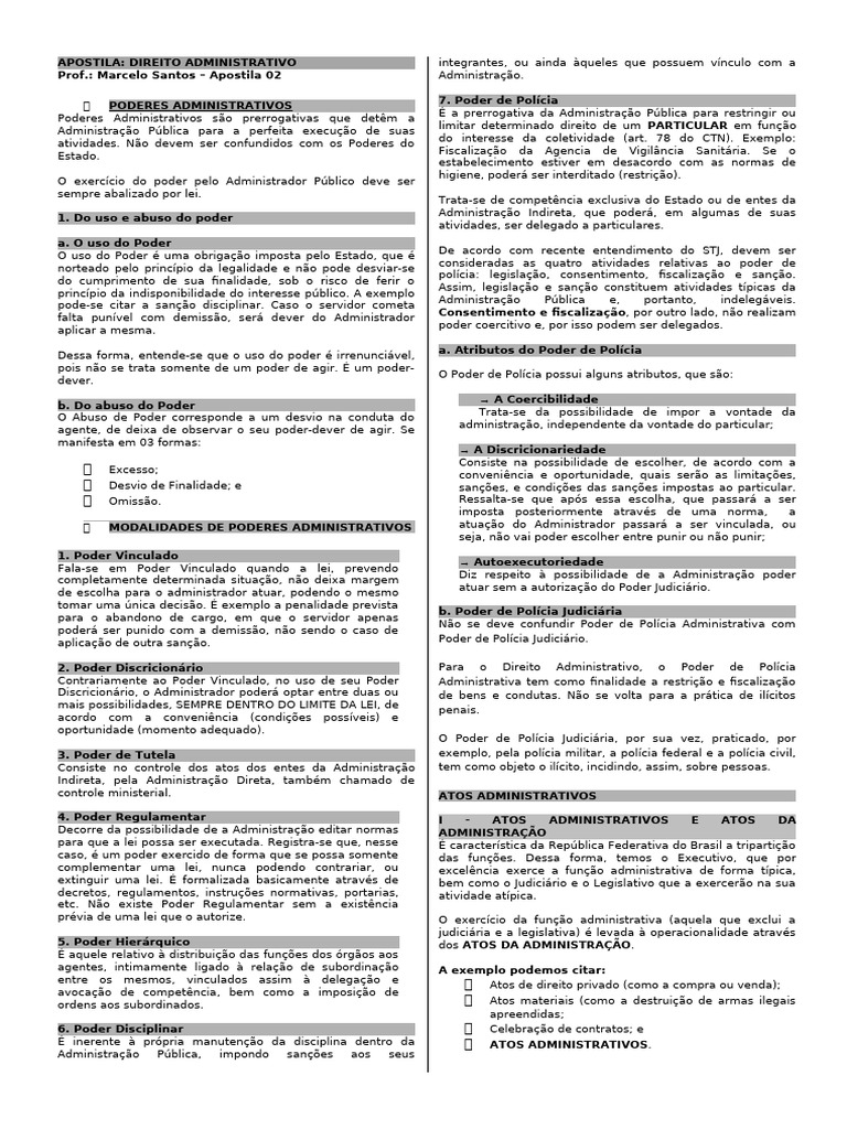 Dir Adm Atos Poderes Responsabilidade | PDF | Poder Policial (Lei Constitucional dos Estados ...