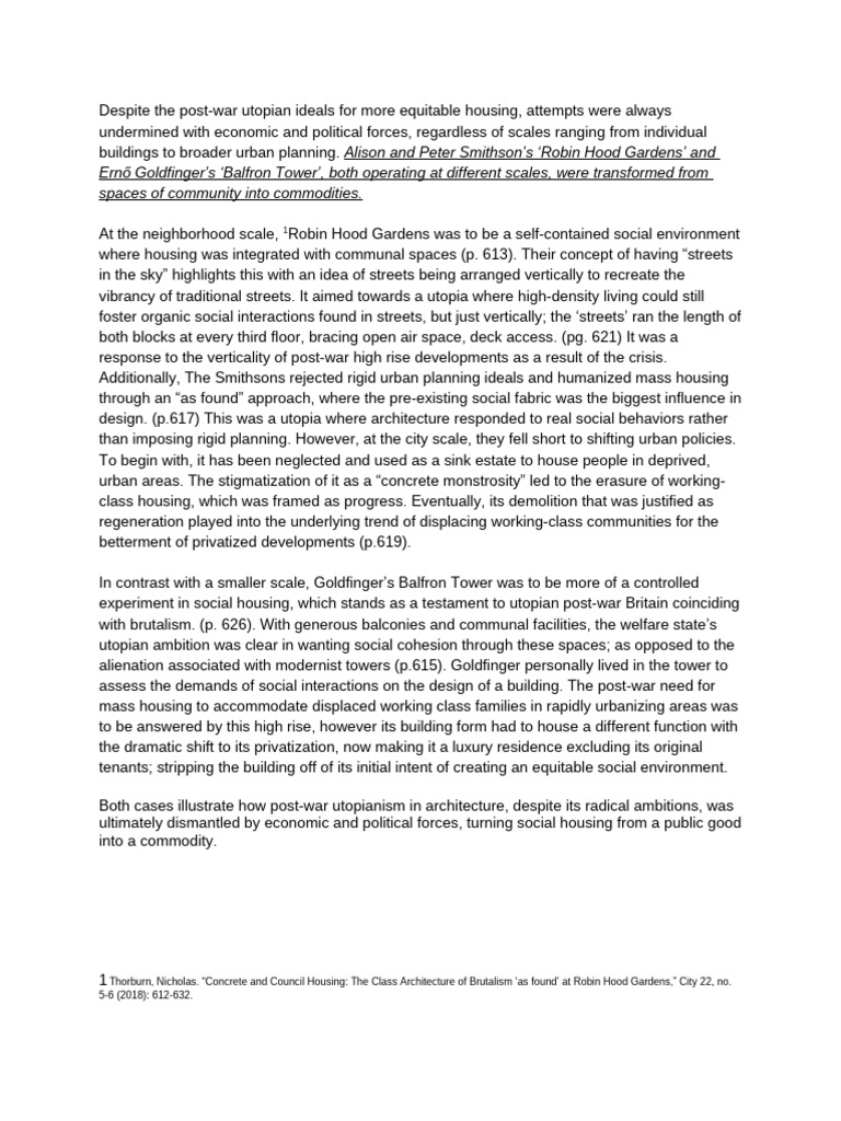 Explain how the utopian ideas advanced by post-war architects and ...