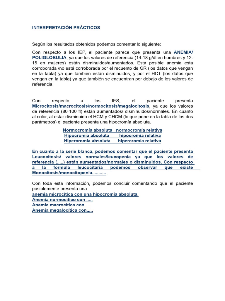 Análisis de Normocromía en Anemia | PDF