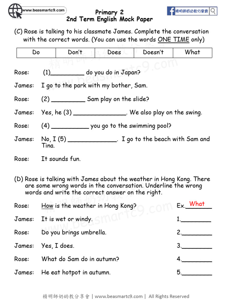 P2 English Ex (With Writing) | PDF