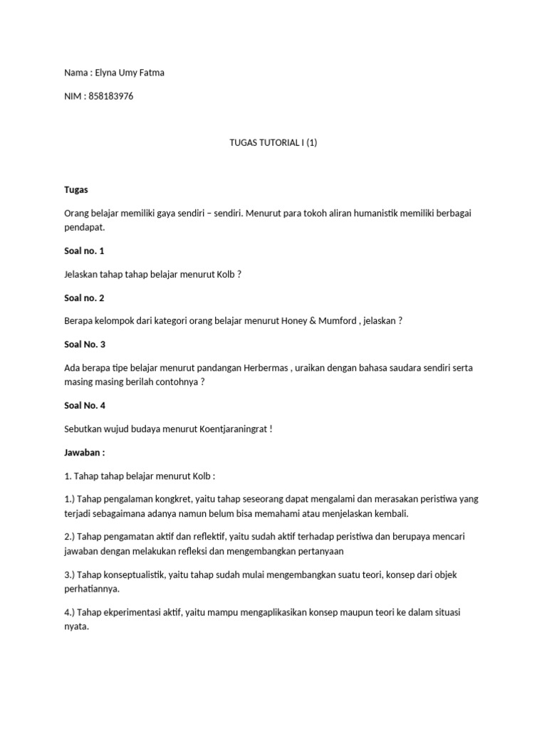 Tugas Tutorial 1 PBK | PDF