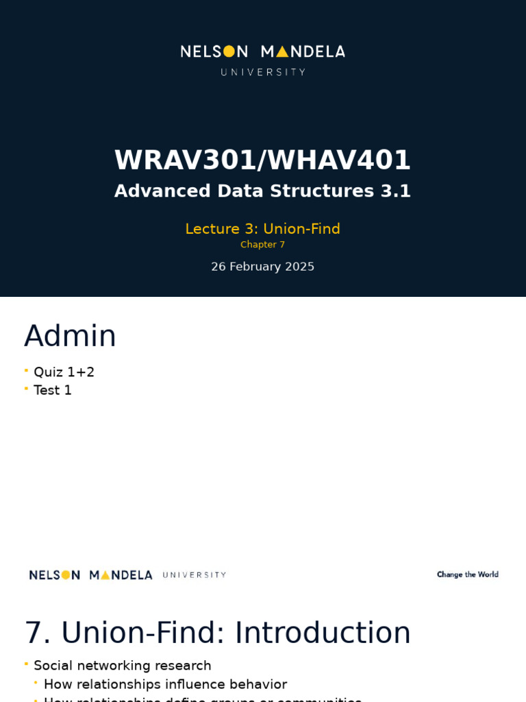 L3 - Union-Find Data Structure | PDF | Computer Programming | Algorithms And Data Structures