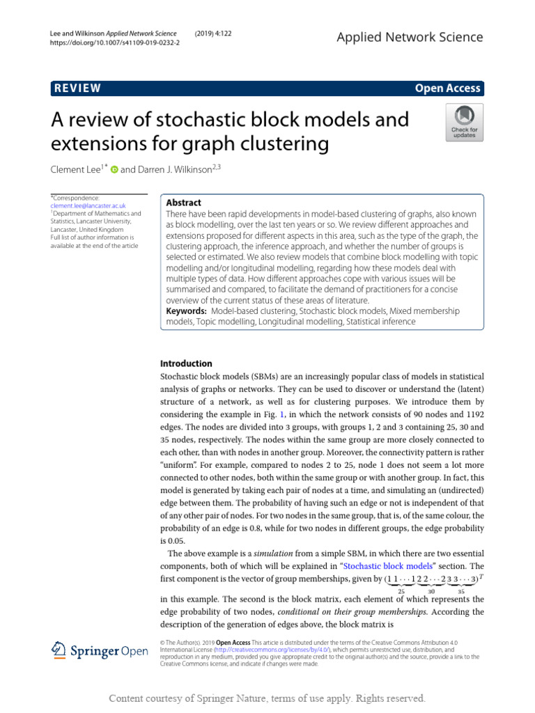 A Review of Stochastic Block Models and Extensions | PDF | Statistical Theory | Theoretical ...