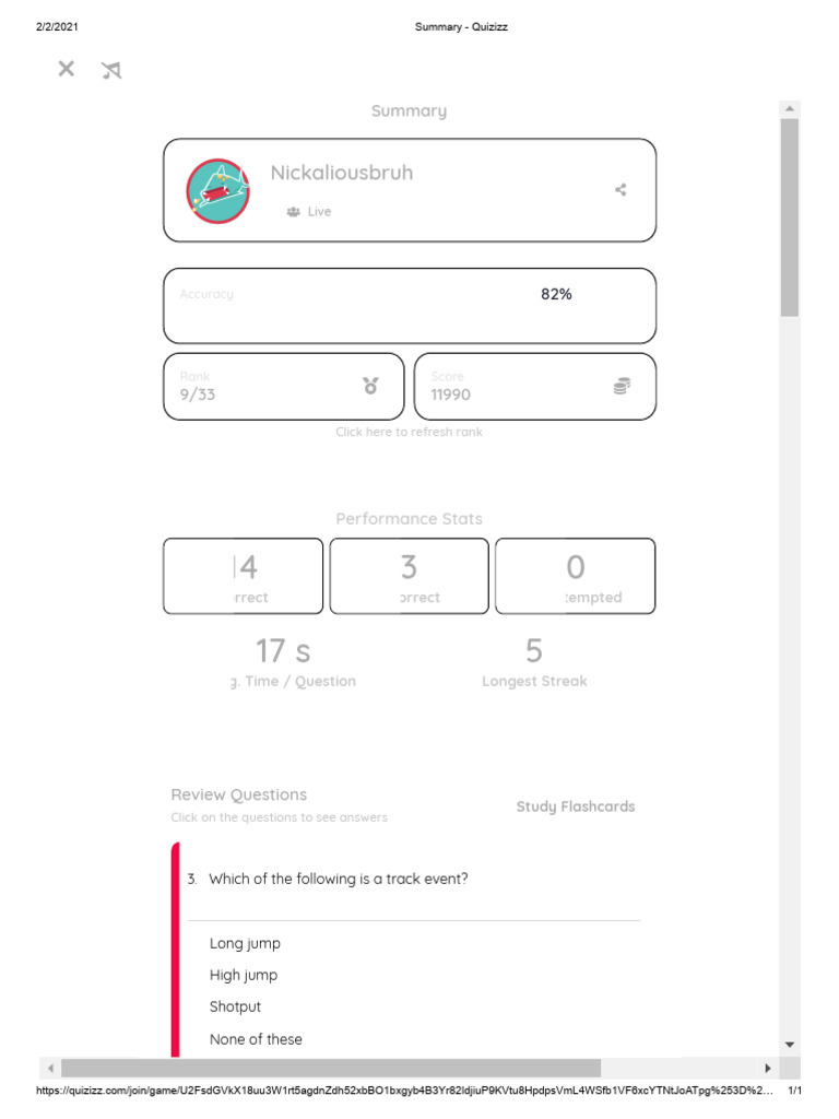PE Summary - Quizizz | PDF