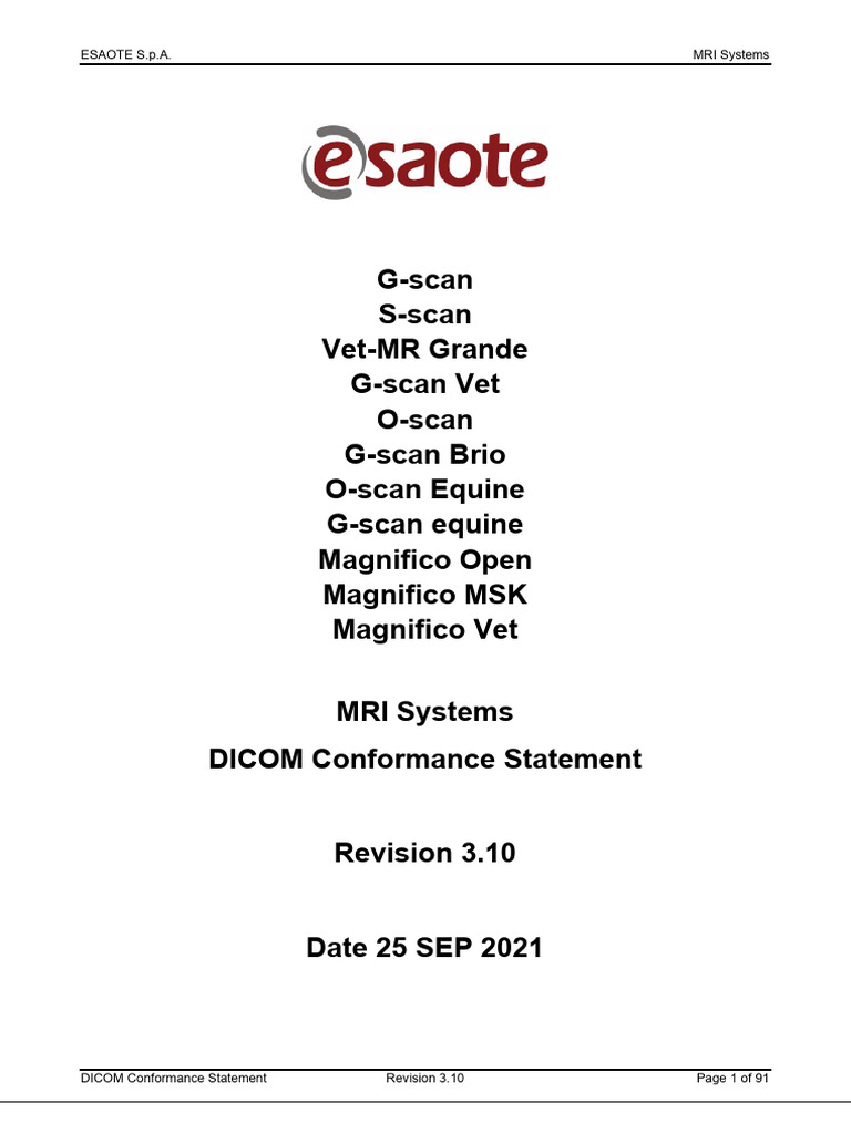 Esaote Mri R3.10 Dicom | PDF | Medical Imaging | Computing