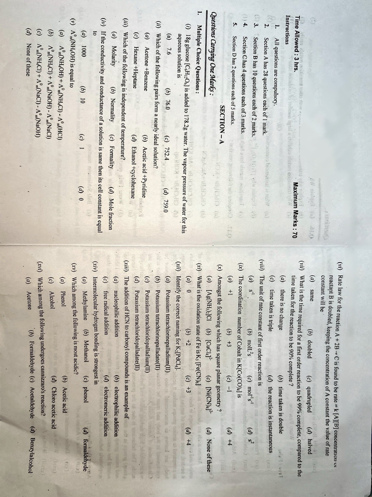 Chemistry Exam Question Paper | PDF | Amine | Acid