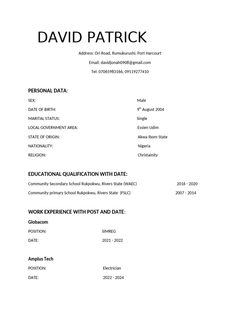 David's CV | PDF
