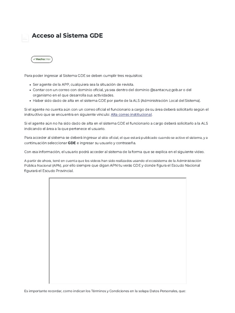 Requisitos para Acceder al Sistema GDE | PDF