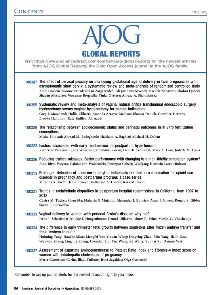 AJOG GR Table of Contents - Ymob | PDF | Pregnancy | Childbirth