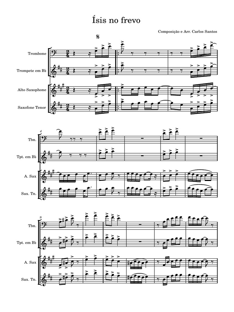 Isis No Frevo Grade Nova 2-Partitura - e - Partes | PDF | Musical ...
