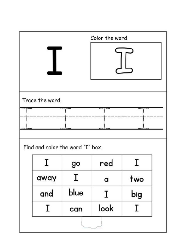 sight word I kg2 | PDF