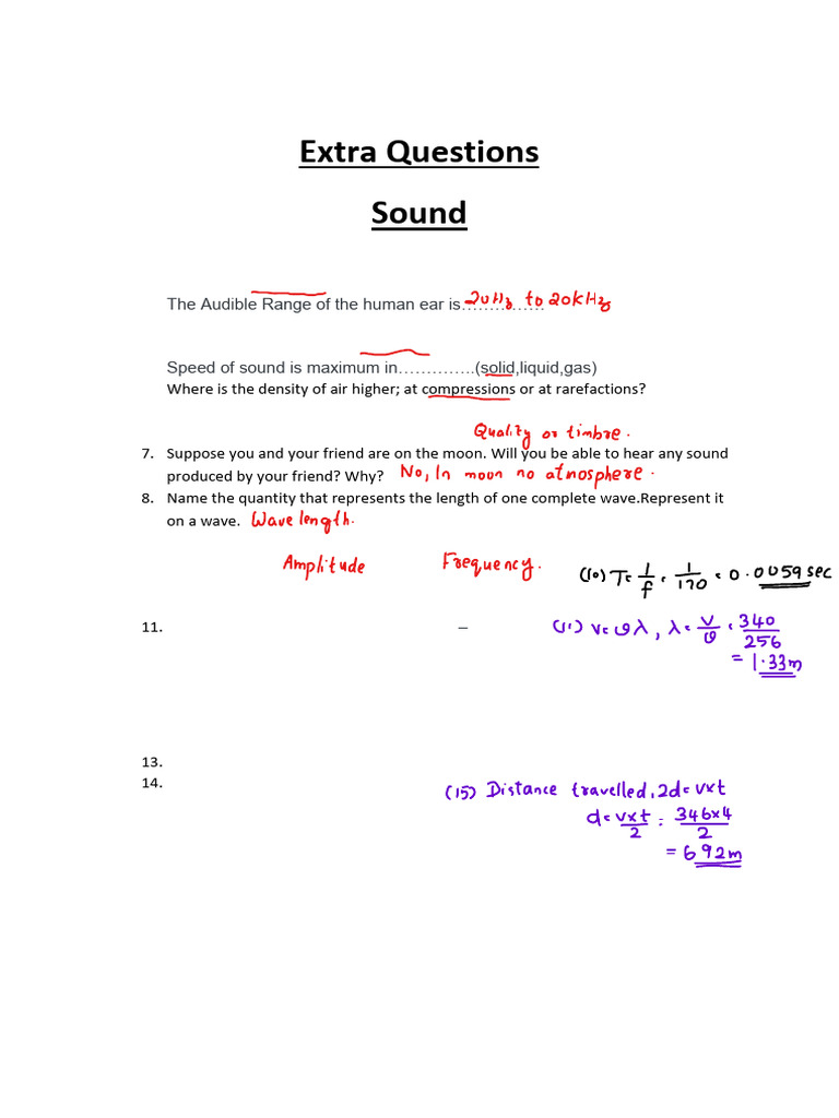 Sound - Extra Qns | PDF