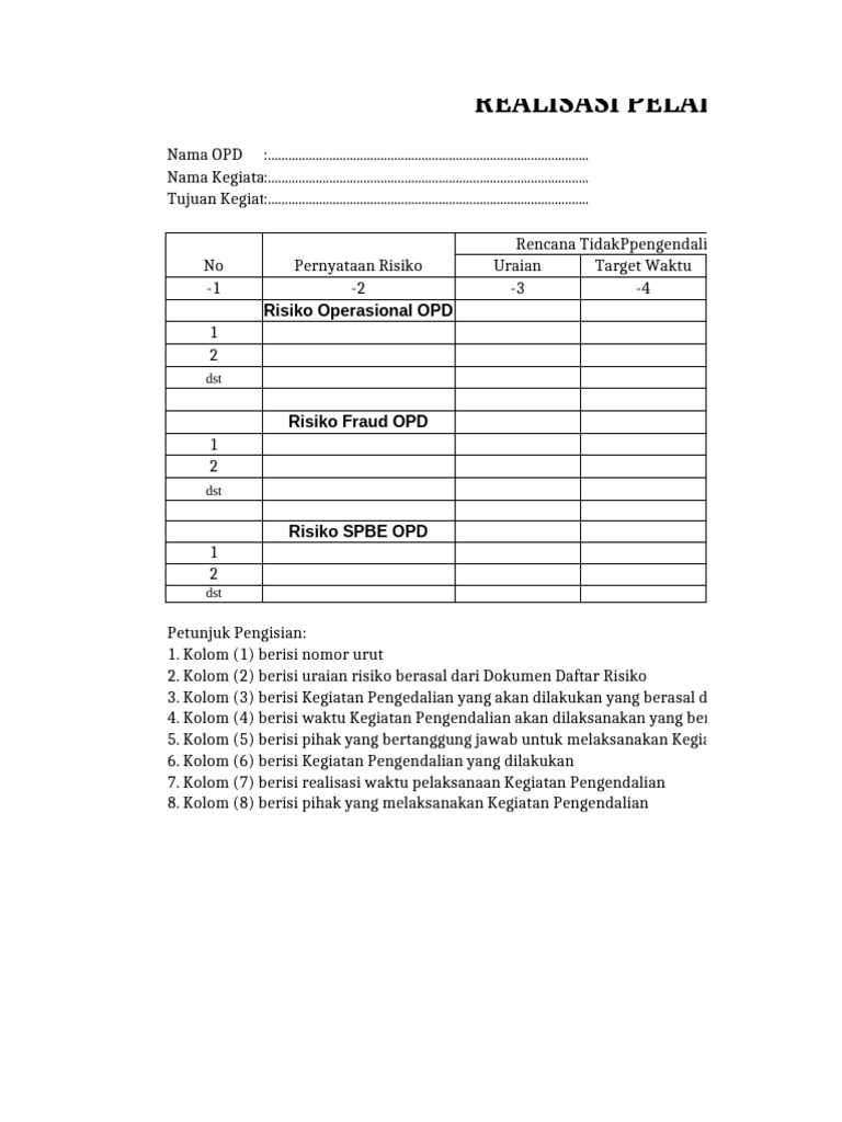 Form Manajemen Risiko | PDF