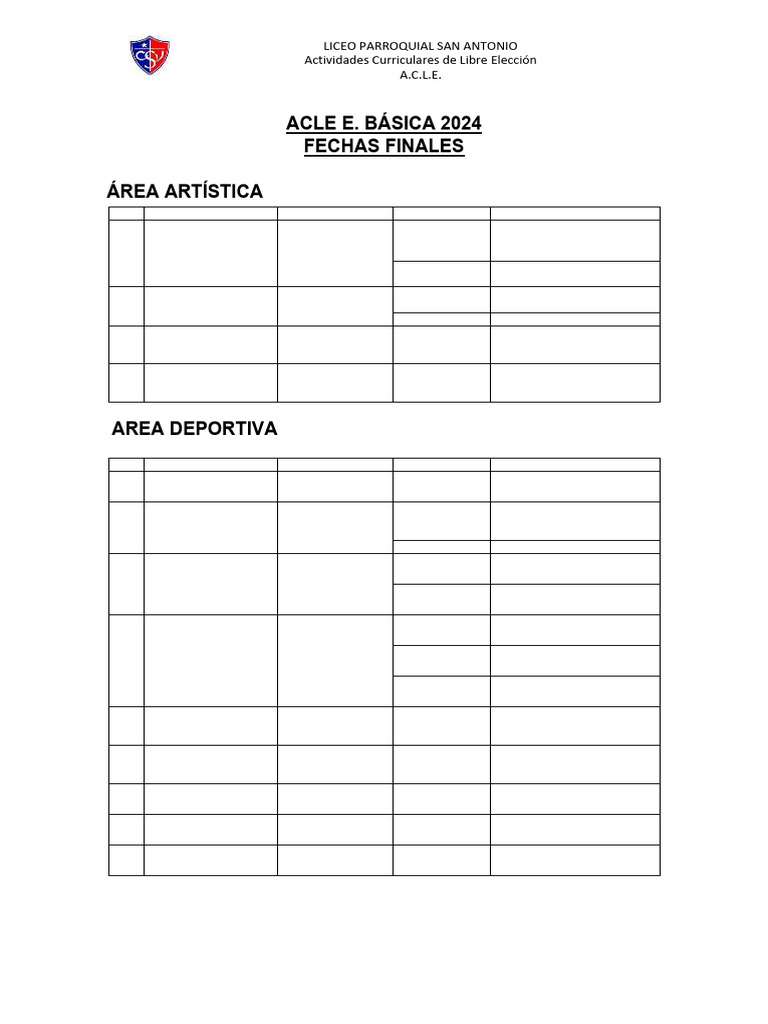 ACLE 2024 OFICIAL BÁSICA - (Fecha Final Acles) | PDF | Deportes ...