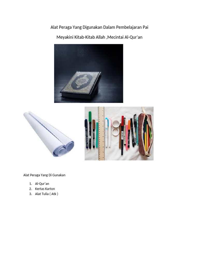 Alat-Peraga-Yang-Digunakan-Dalam-Pembelajaran-Pai 2019 | PDF