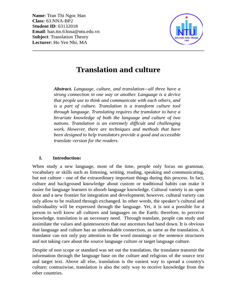 Resubmit - Translation and culture | PDF | Translations | Word
