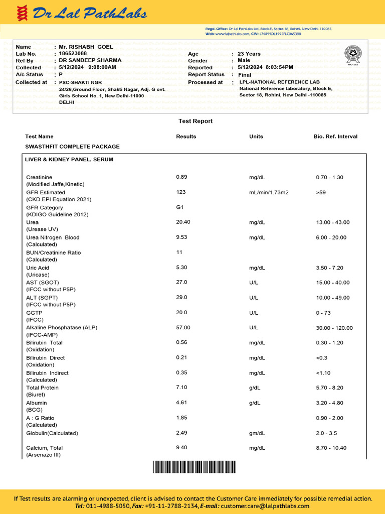 Comprehensive Health Test Report | PDF | Thyroid Stimulating Hormone ...
