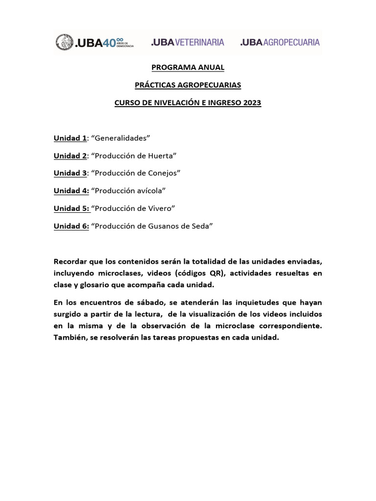 Programa Practicas Agropecuarias 2023 | PDF