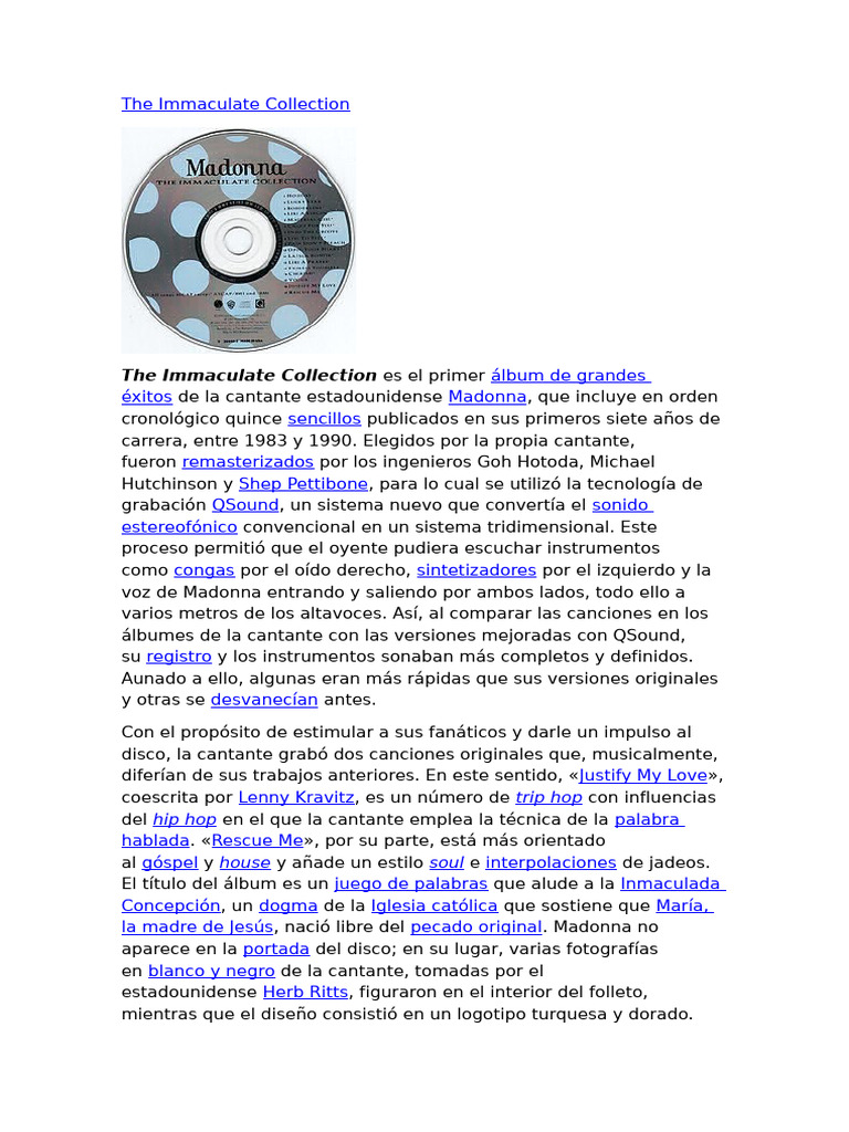 Éxitos de Madonna en The Immaculate Collection | PDF