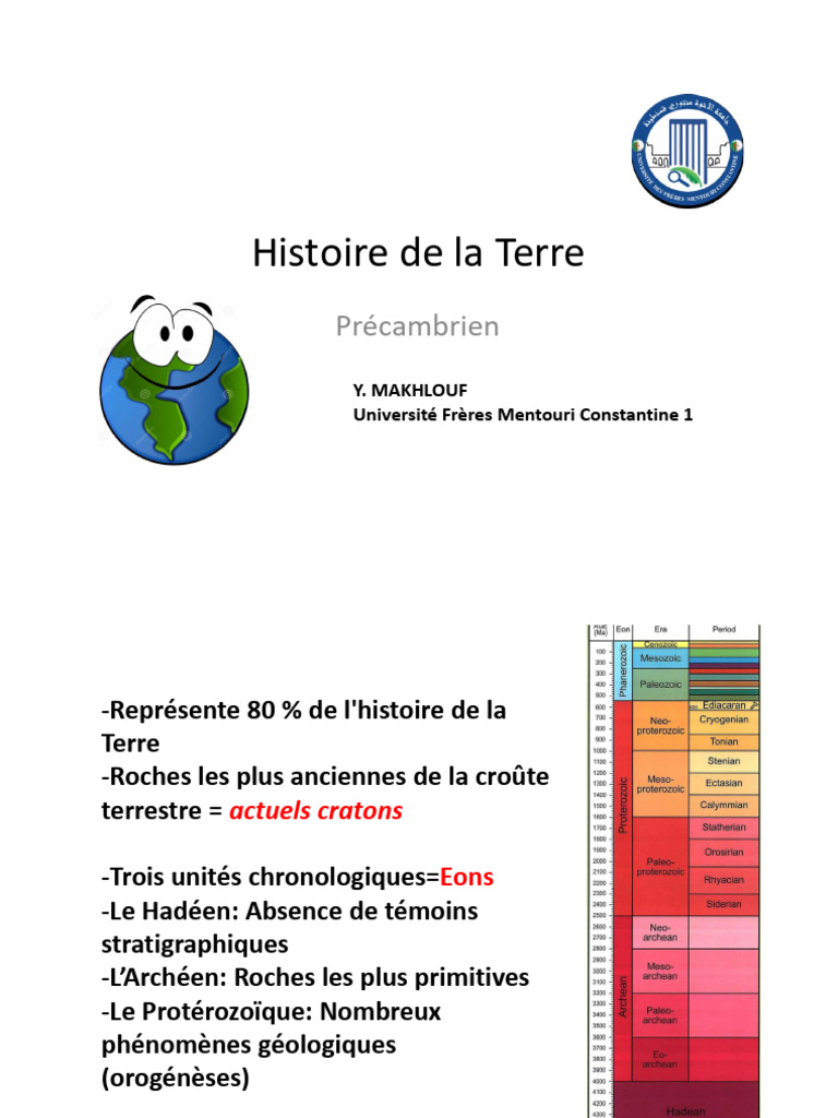 Histoire géologique du Précambrien | PDF | Géologie | Sciences de la terre
