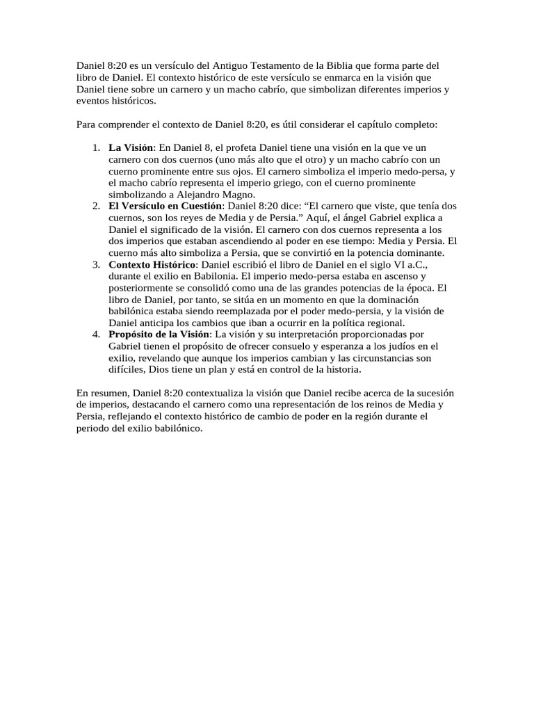 Significado de Daniel 8:20 en la Historia | PDF