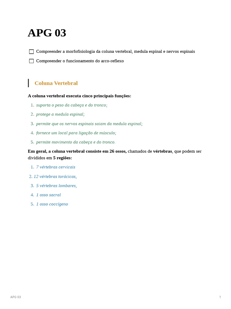 Apg 03 | PDF | Coluna vertebral | Vértebra