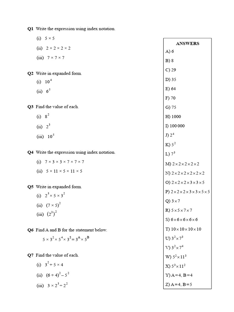 Index Notation: Q1 Answers | PDF