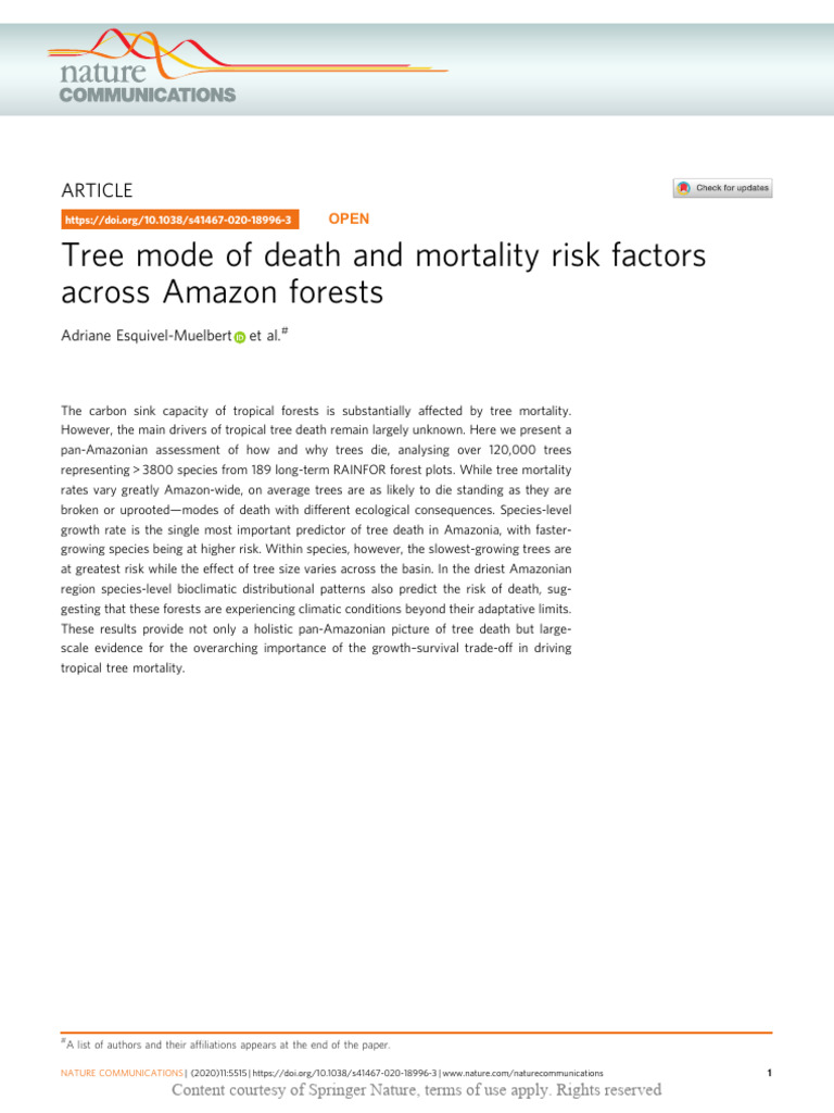 Tree Mode of Death and Mortality Risk Factors Acro | PDF | Amazon ...
