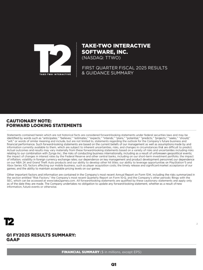 Take-Two Interactive 1Q FY25 FINAL | PDF