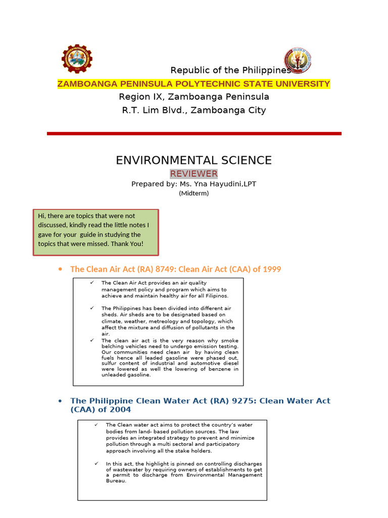 Environmental Science MIDTERM REVIEWER | PDF | Atoms | Liquids