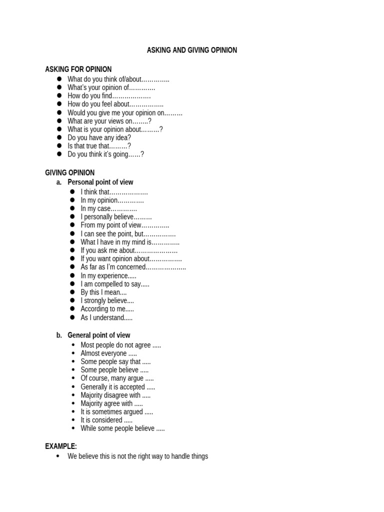 Asking and Giving Opinion Xi | PDF